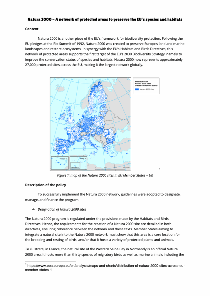Natura 2000 – A Network of Protected Areas to Preserve the EU’s Species ...
